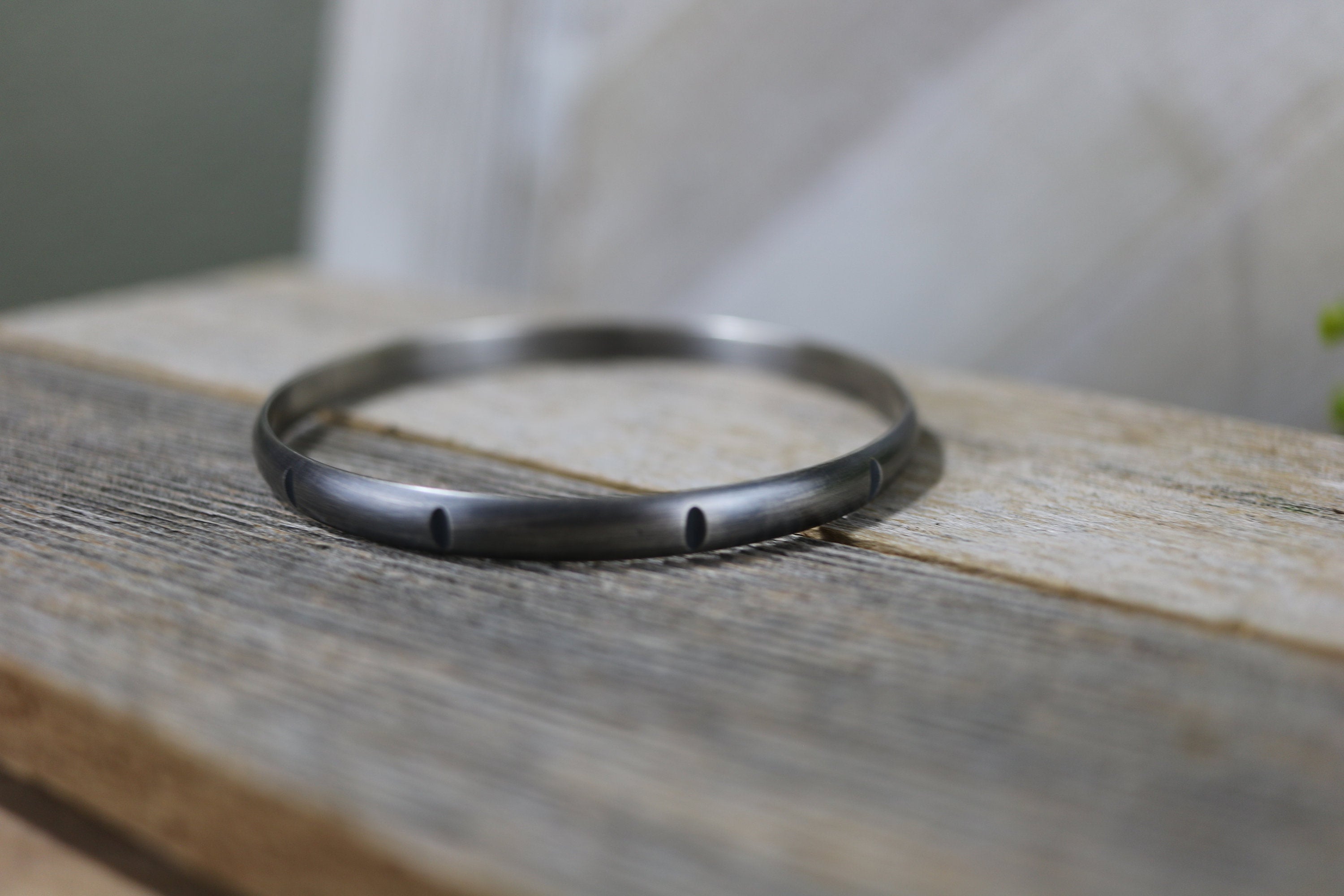 LUX Bangle - Patterned Low Dome Sterling Silver Bangle Bracelet, Oxidi – Turner Duncan Jewelry ...