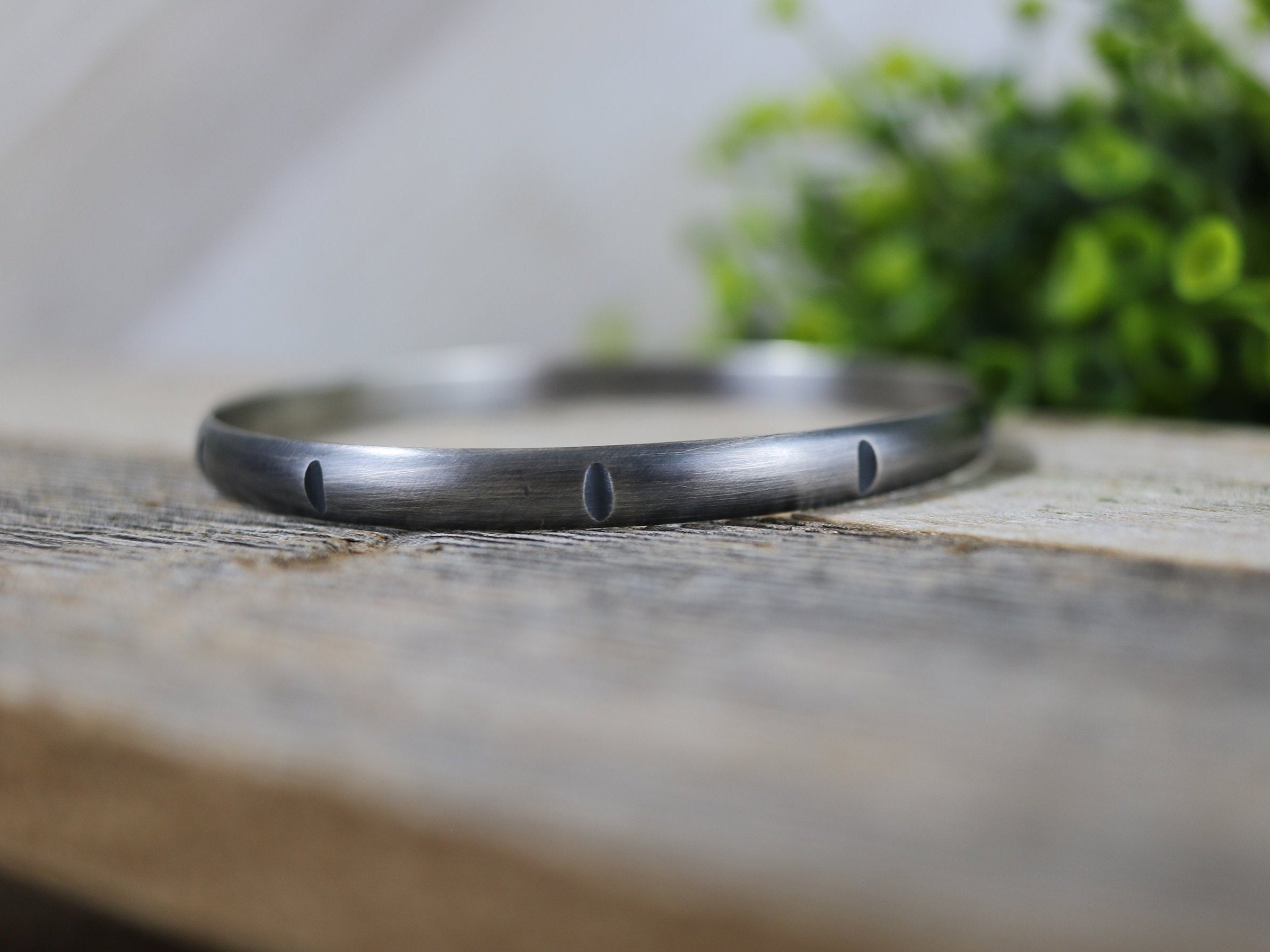 LUX Bangle - Patterned Low Dome Sterling Silver Bangle Bracelet, Oxidi – Turner Duncan Jewelry ...