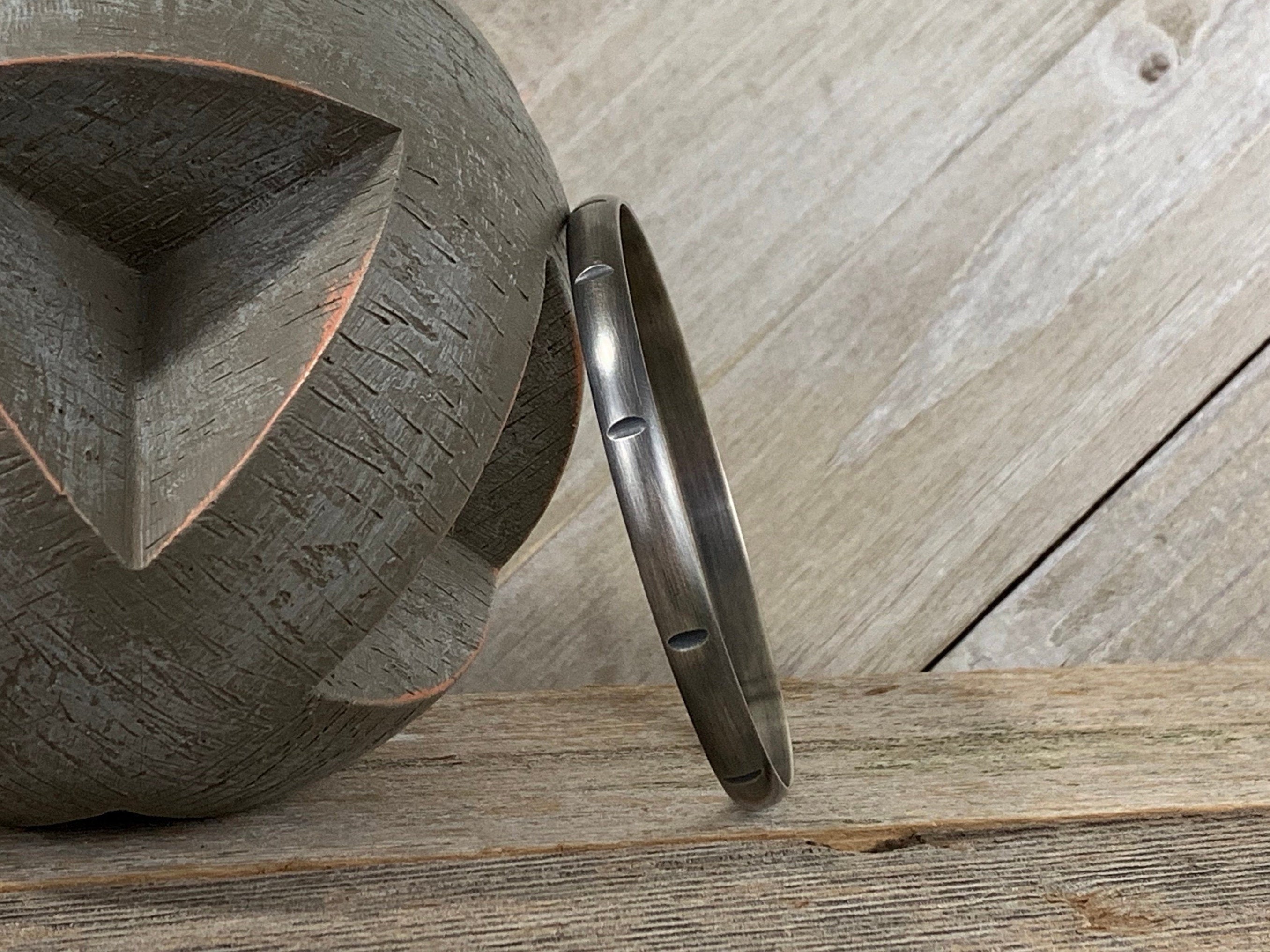 LUX Bangle - Patterned Low Dome Sterling Silver Bangle Bracelet, Oxidi – Turner Duncan Jewelry ...