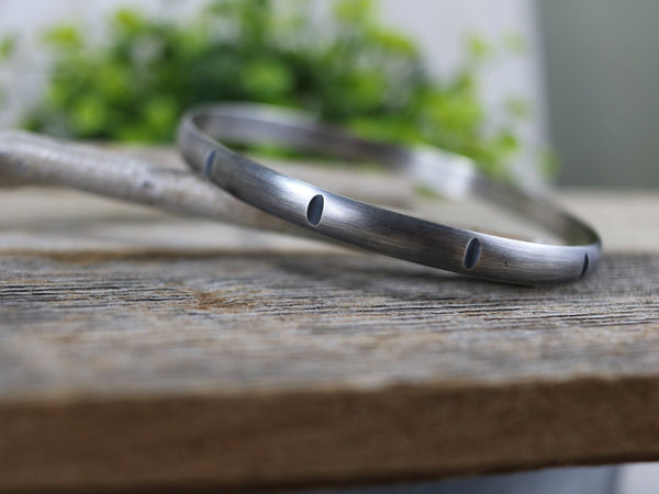 LUX Bangle - Patterned Low Dome Sterling Silver Bangle Bracelet, Oxidi – Turner Duncan Jewelry ...