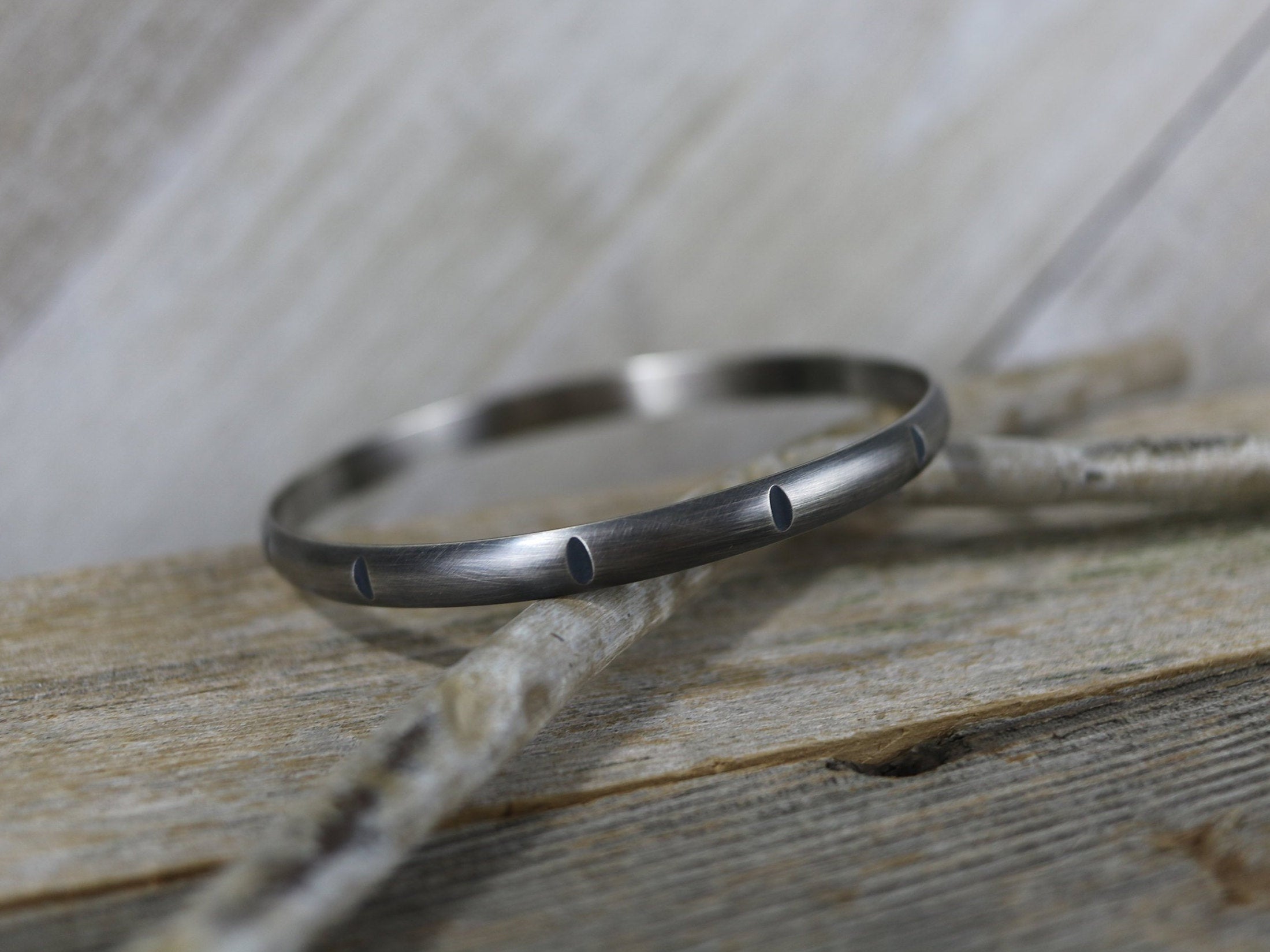 LUX Bangle - Patterned Low Dome Sterling Silver Bangle Bracelet, Oxidi – Turner Duncan Jewelry ...