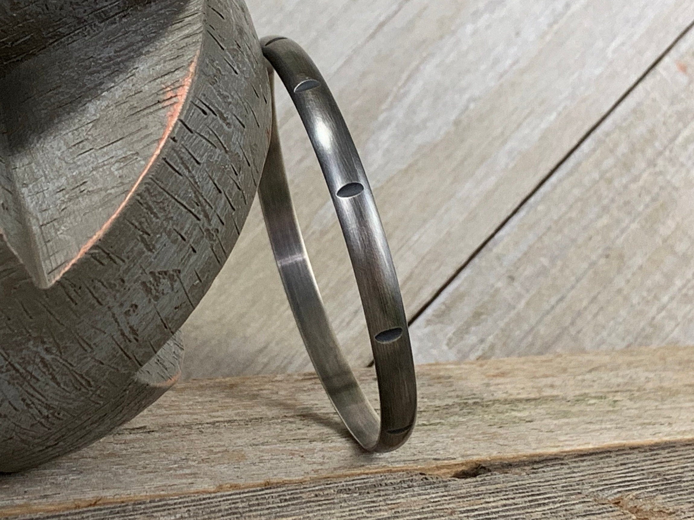 LUX Bangle - Patterned Low Dome Sterling Silver Bangle Bracelet, Oxidi – Turner Duncan Jewelry ...