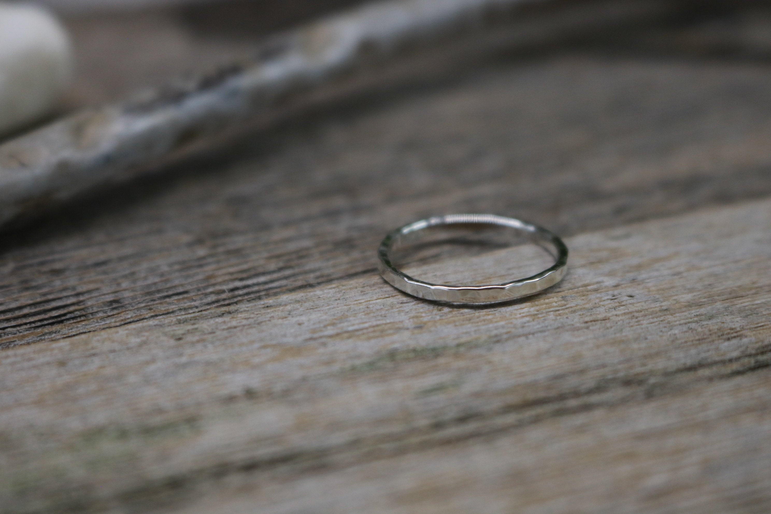 SELINA Ring - Hammered Sterling Silver Stacking Ring, Minimal Ring ...